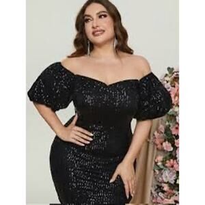 Faeriesty | Dresses | Faeriesty Off Shoulder Puff Sleeve Sequin Midi Dresses | Poshmark